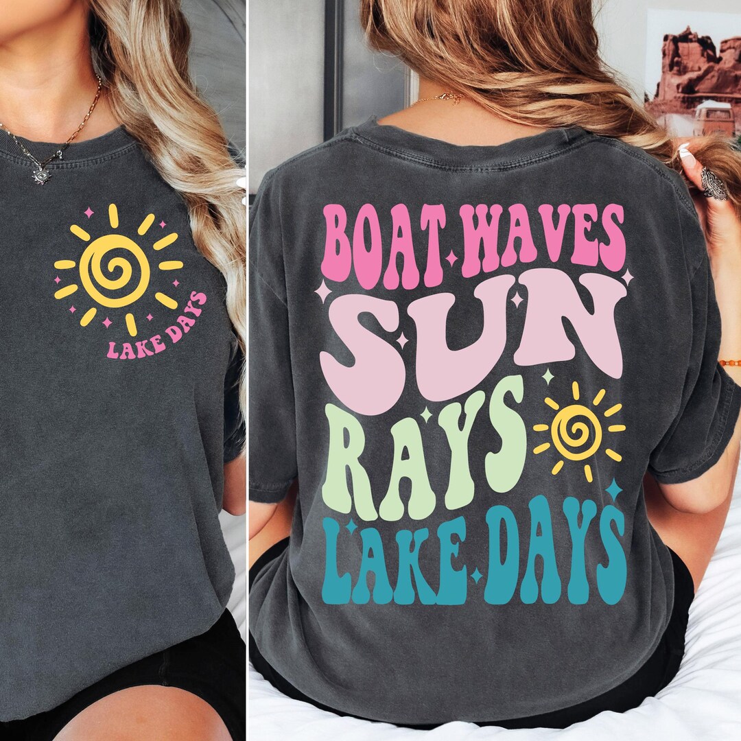 Boat Waves Sun Rays Lake Days SVG PNG, Summer Svg, Retro Summer Svg ...
