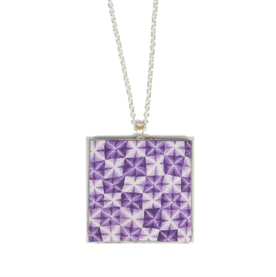 Shibori Surabu Purple Shibori Tile Pendant - Etsy