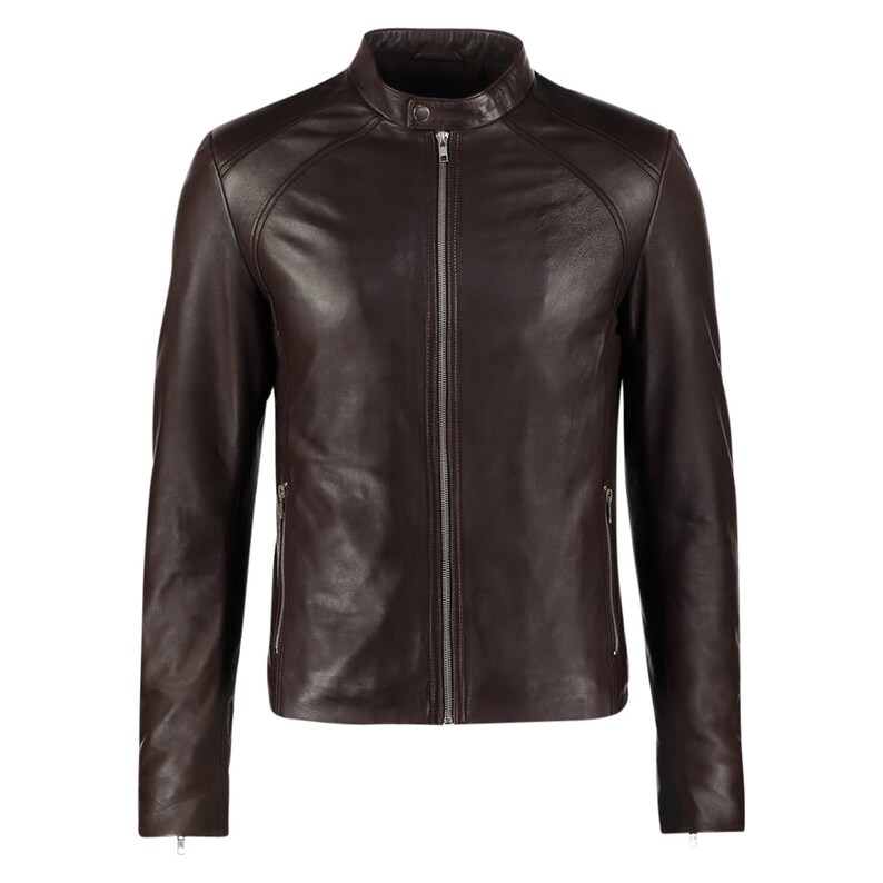 Custom Made Leather Jacket Men in Brown Lambskin Leather Biker - Etsy