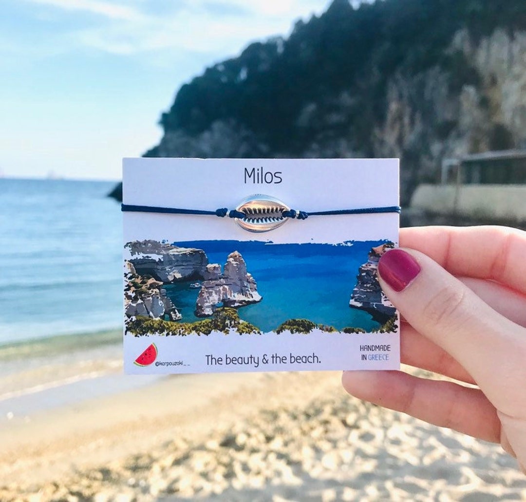 Greek Silver Cowrie Shell Bracelet - Milos, Sea Surfer Beach Jewelry ...