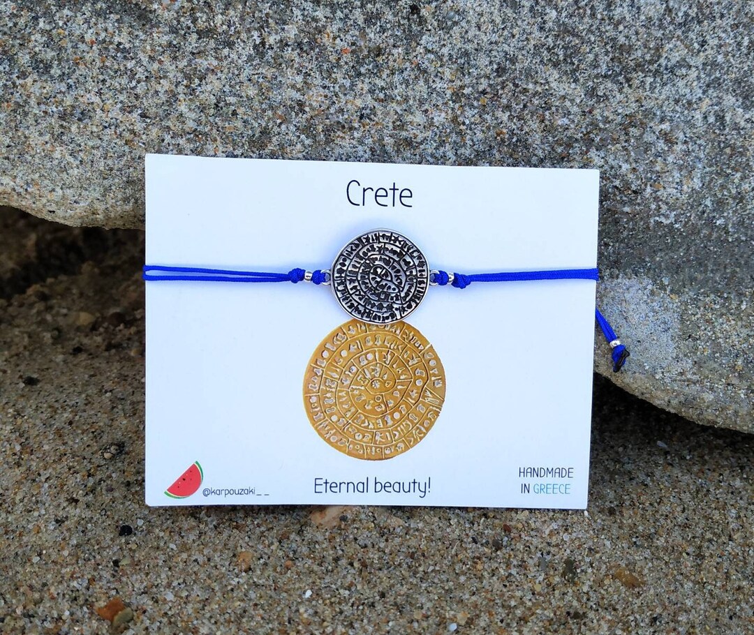 Greek Bracelet - Crete, the Phaistos Disk Silver Bracelet, Ancient ...