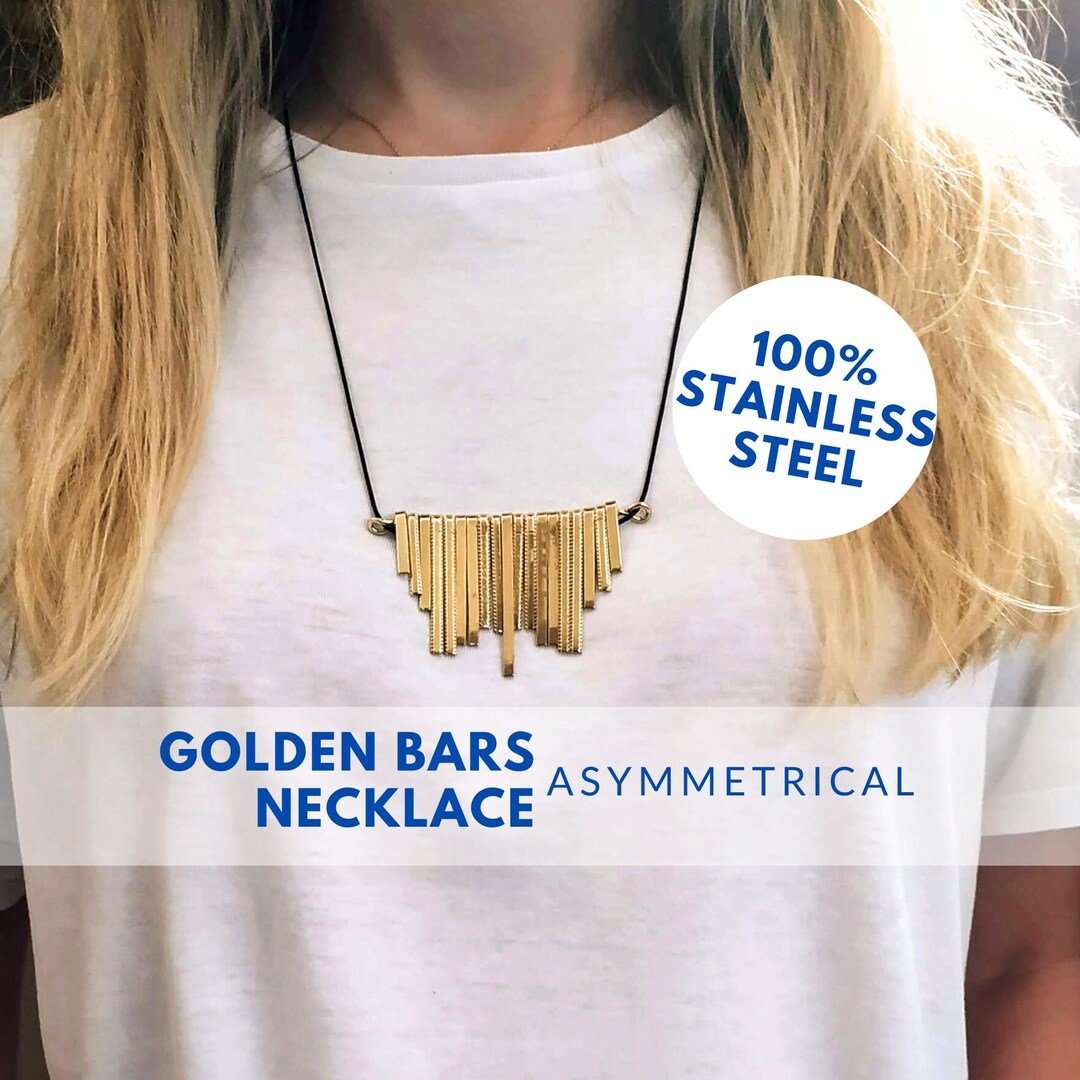 Goddess Elegant Handcrafted Golden Bars Necklace Inspired by Greek ...