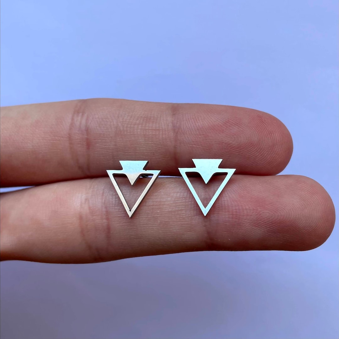 Stainless Steel Double Triangle Earrings, Geometric Earrings, Triangle ...