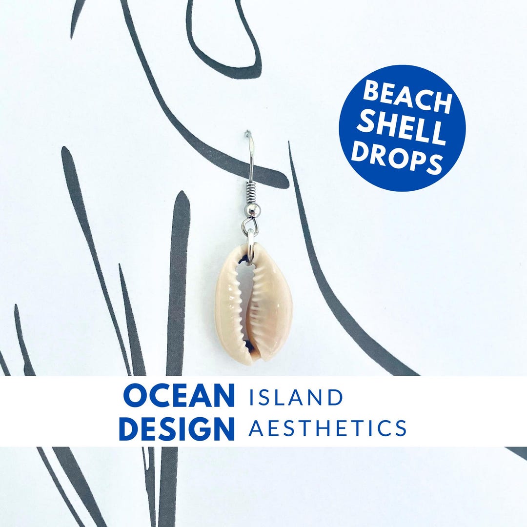 Shell Earrings Beach Cowrie Drops Natural Ocean Style Summer Dangles ...