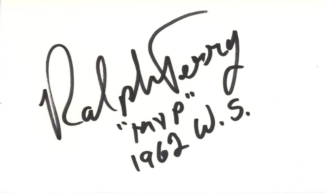 Ralph Terry Signed New York Yankees Index Card MVP 62 WS Beckett 45299 ...