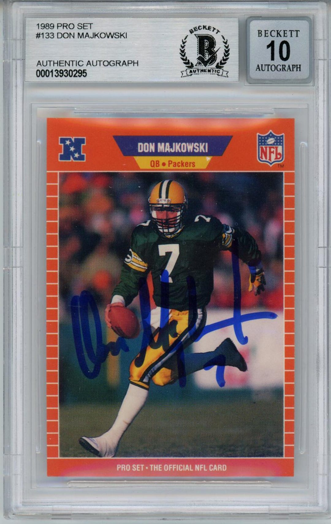 Don Majkowski Autographed 1989 Pro Set #133 Rookie Card Beckett 10 Slab ...