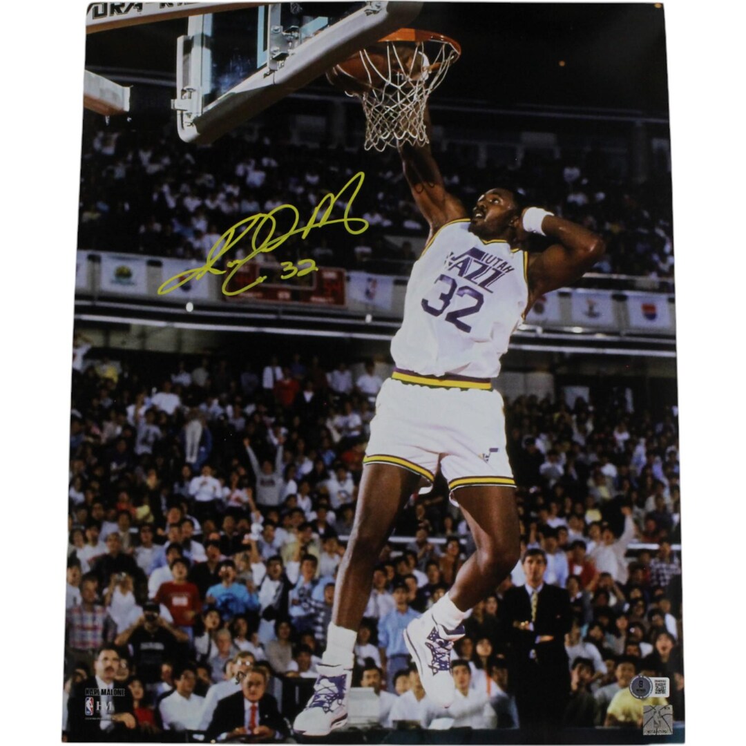 Karl Malone Autographed/signed Utah Jazz 16x20 Photo Beckett Witness ...