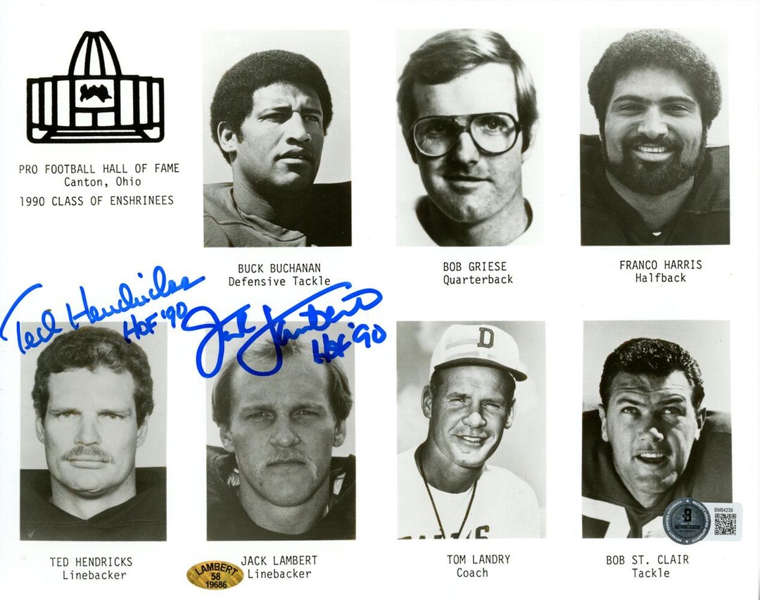 Jack Lambert & Ted Hendricks Signed Hall of Fame 8x10 Photo Beckett ...