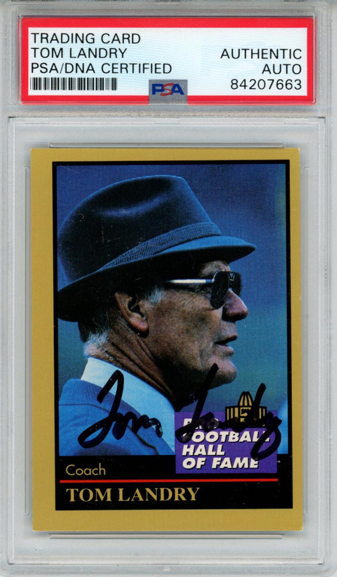 Tom Landry Autographed 1991 Enor Hall of Fame #80 Trading Card PSA Slab ...