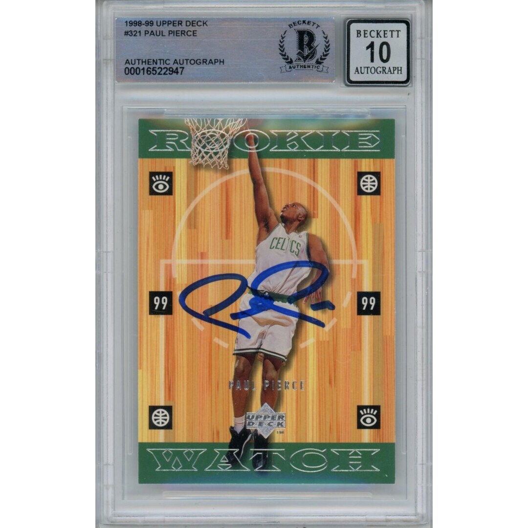 Paul Pierce Autographed/signed 1998 Upper Deck 321 Card 10 Grade ...