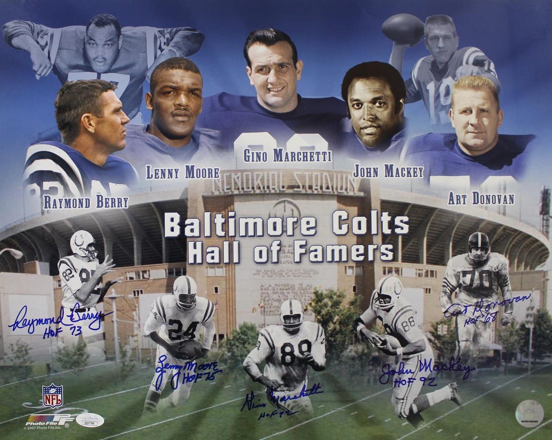 Baltimore Colts Hall of Fame Autographed/signed 16x20 Photo 5 Sigs JSA ...