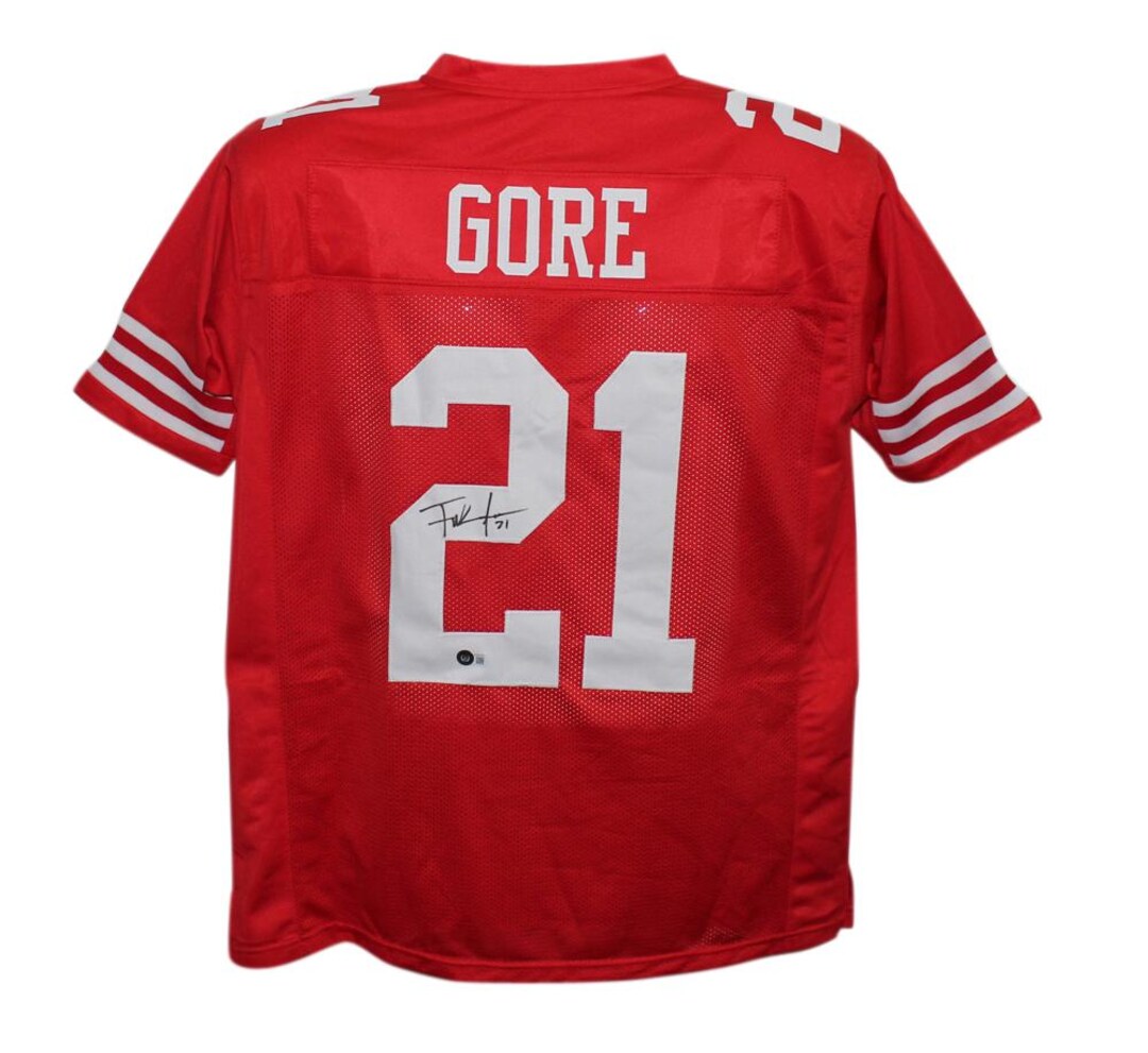 Frank Gore Autographed/signed Pro Style Red XL Jersey Beckett - Etsy