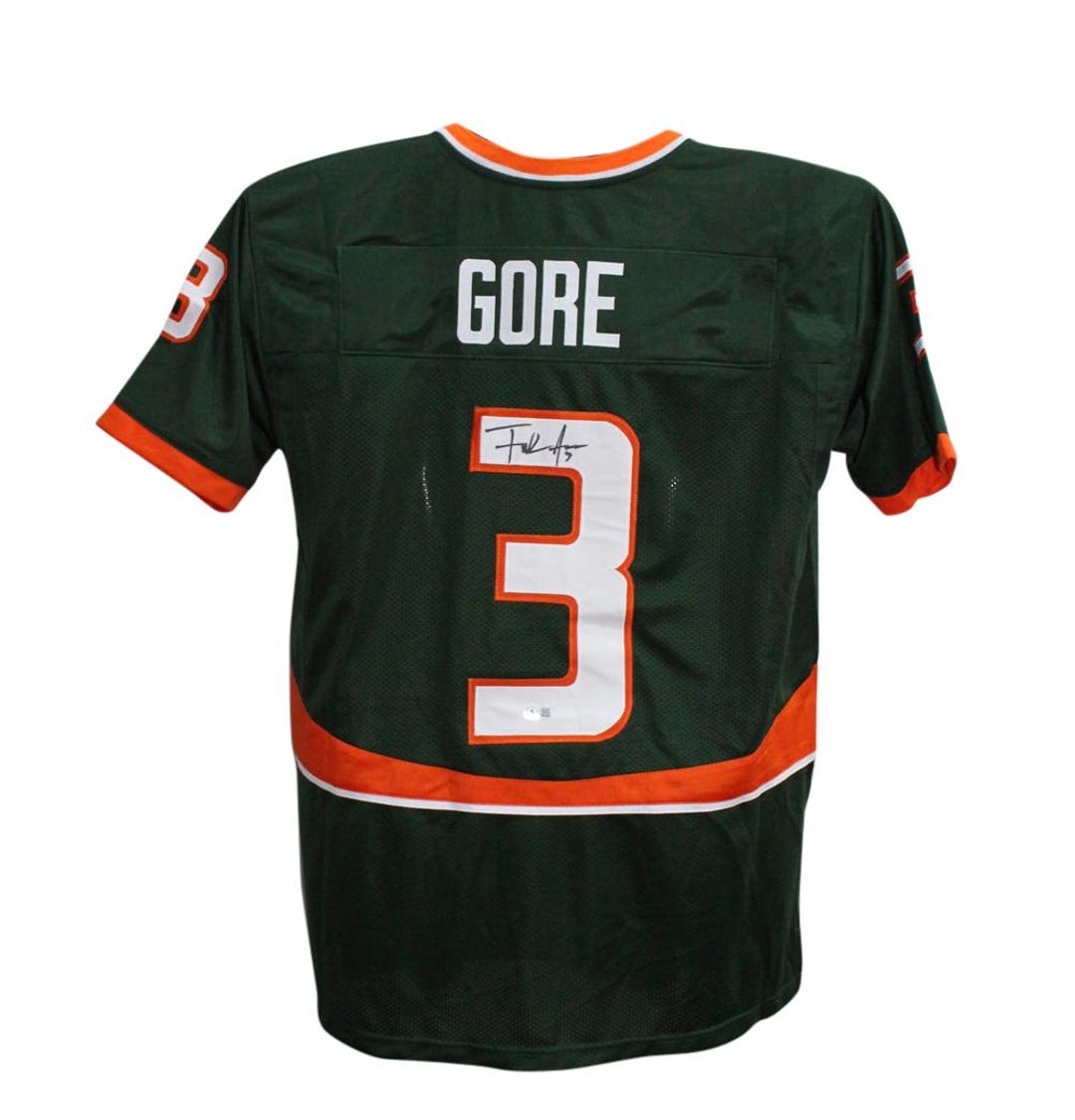 Frank Gore Autographed/signed College Style Green XL Jersey Beckett BAS ...