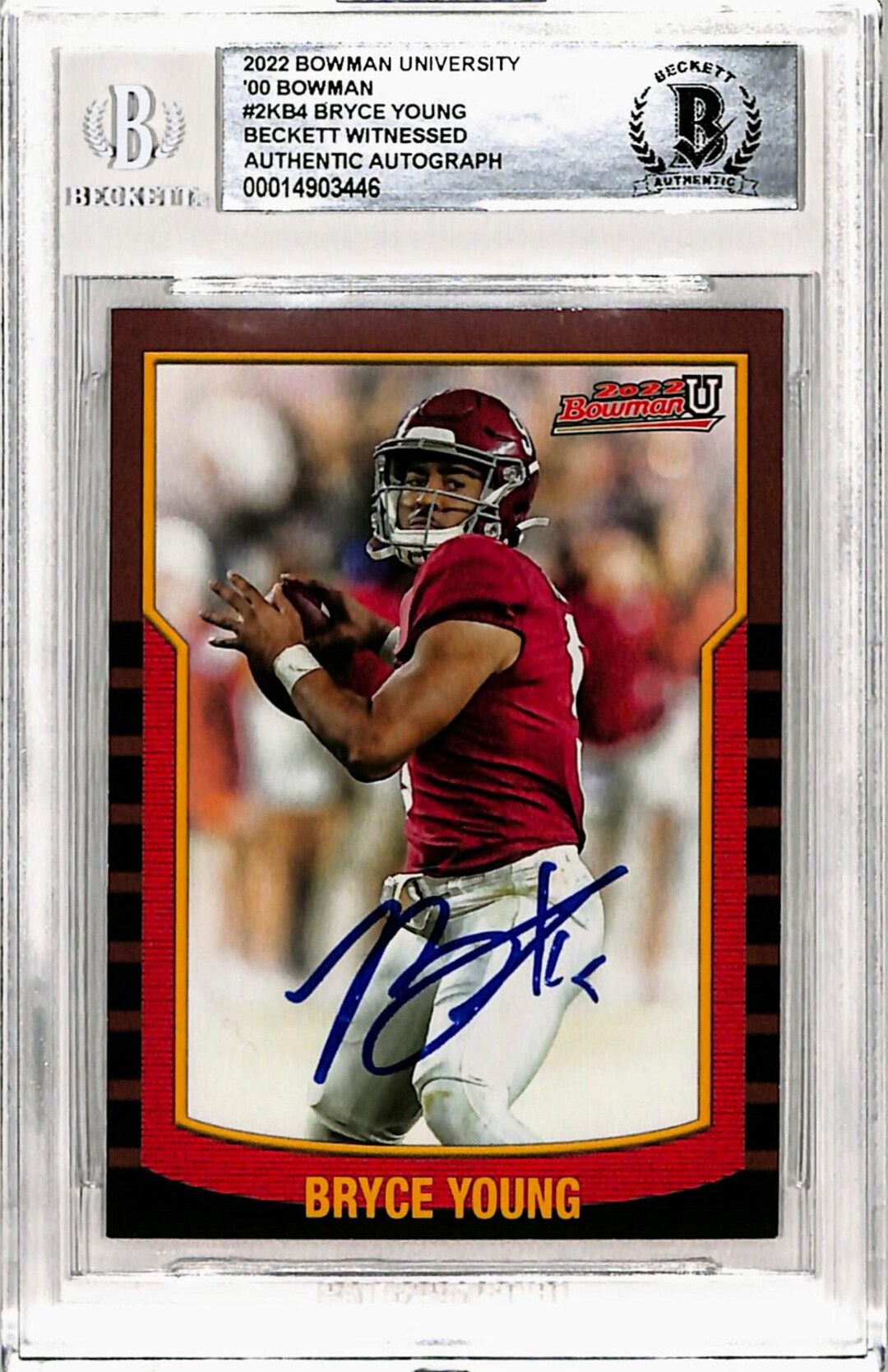 Bryce Young Signed 2022 Bowman University #2KB-4 Rookie Card Beckett ...