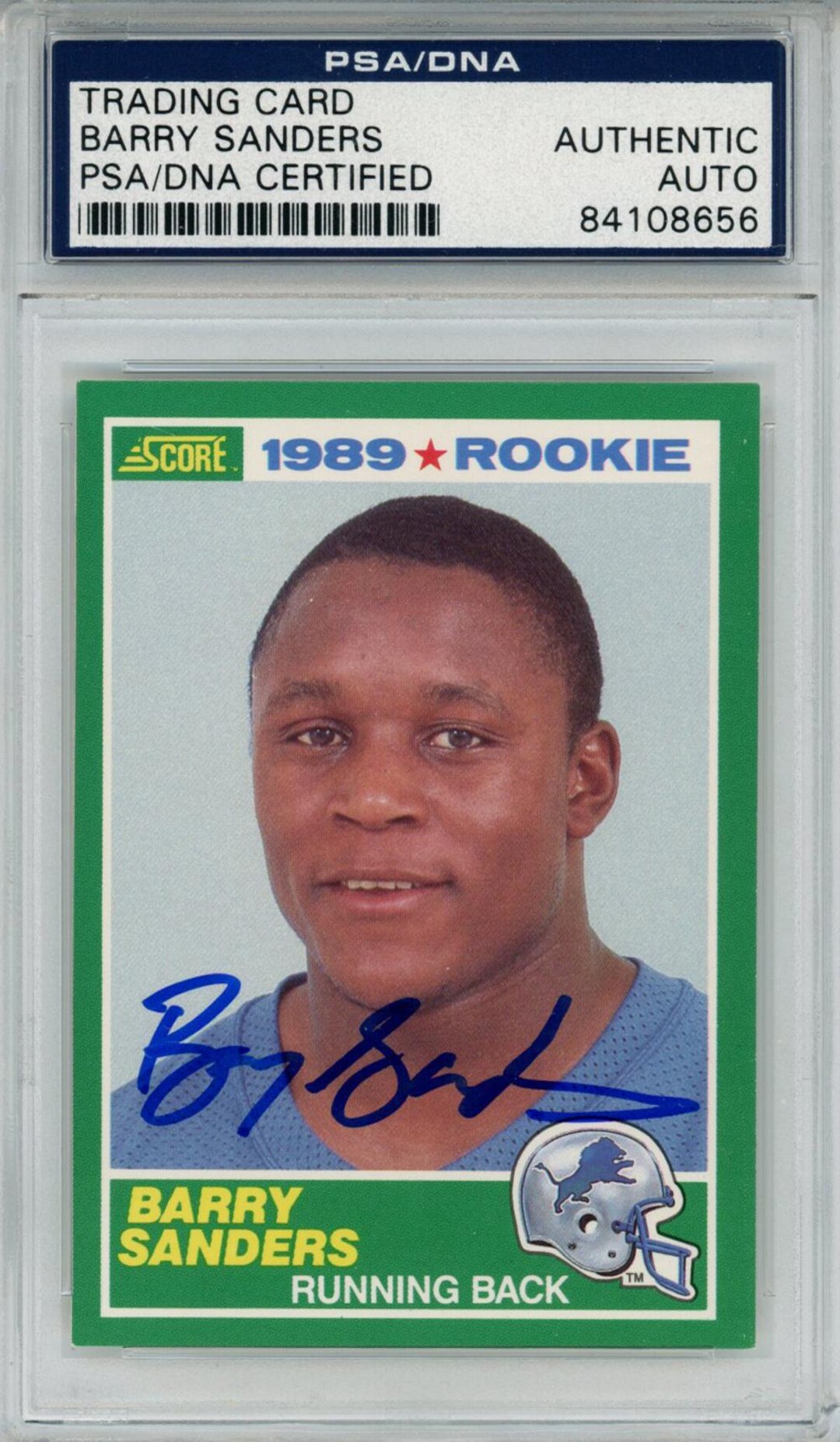 Barry Sanders Autographed/signed 1989 Score #257 Trading Card PSA Slab ...