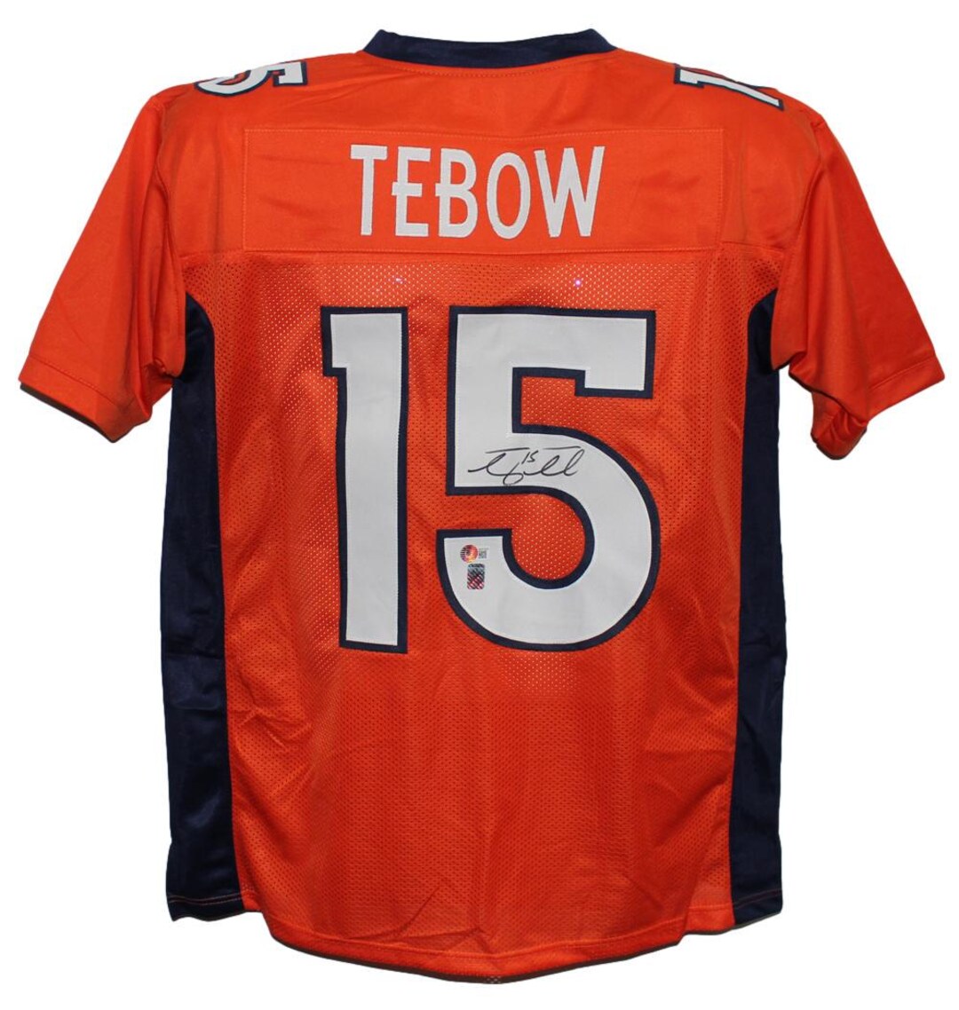 Tim Tebow Autographed/signed Pro Style Orange XL Jersey Beckett - Etsy