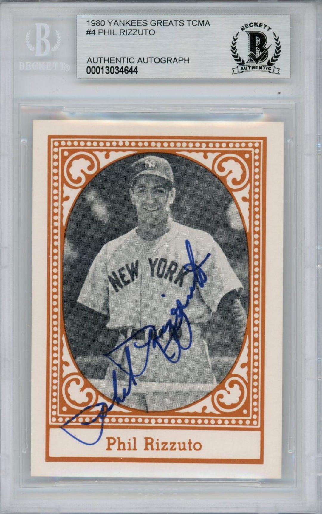 Phil Rizzuto Signed 1980 Yankees Greats TCMA #4 Trading Card Beckett ...