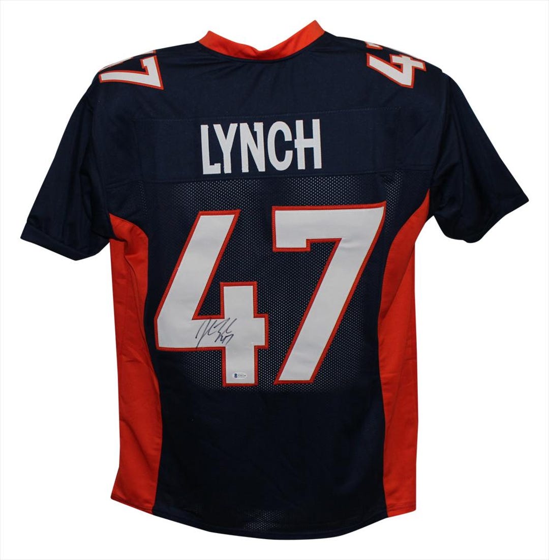 John Lynch Autographed/signed Pro Style Blue XL Jersey BAS - Etsy
