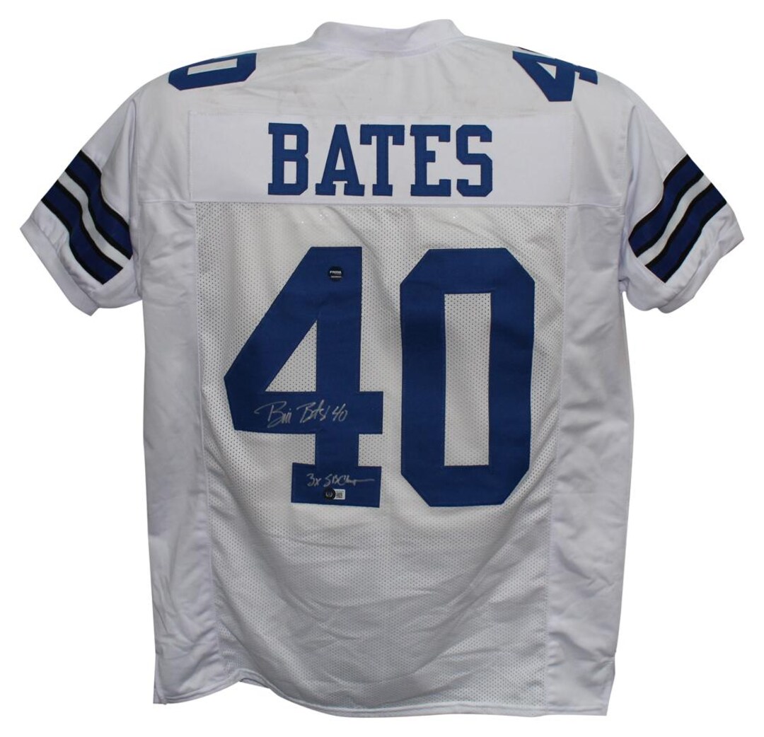 Bill Bates Autographed/signed Pro Style White XL Jersey 3x Champs ...