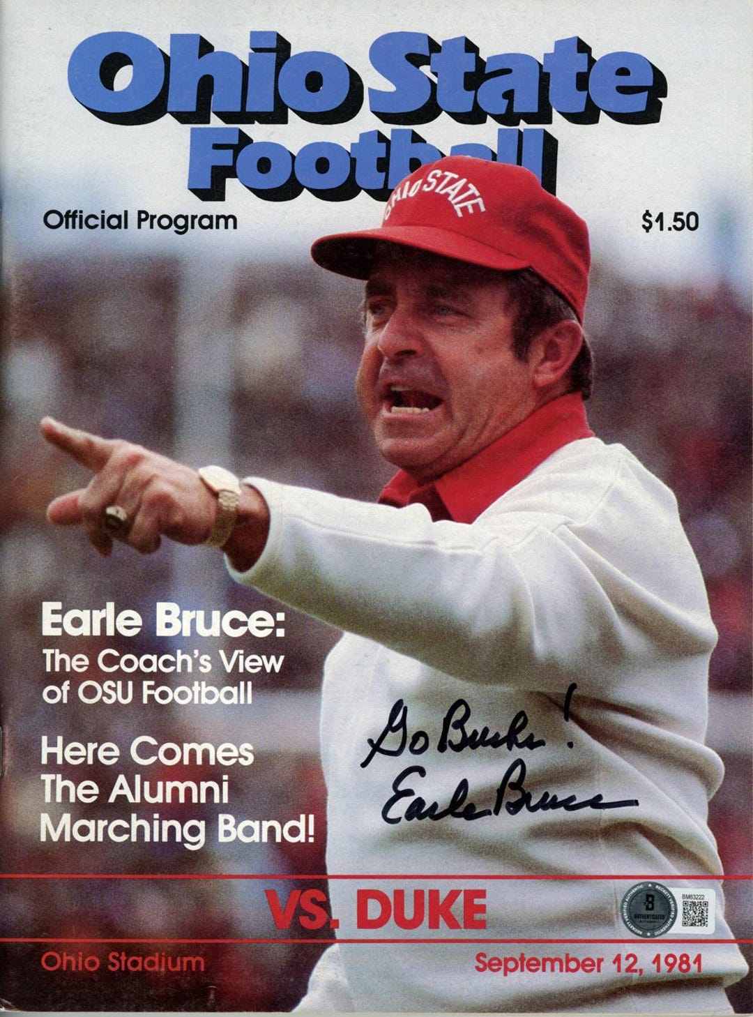 Earle Bruce Signed Ohio State Buckeyes Magazine 9/12/1981 Beckett 46369 ...