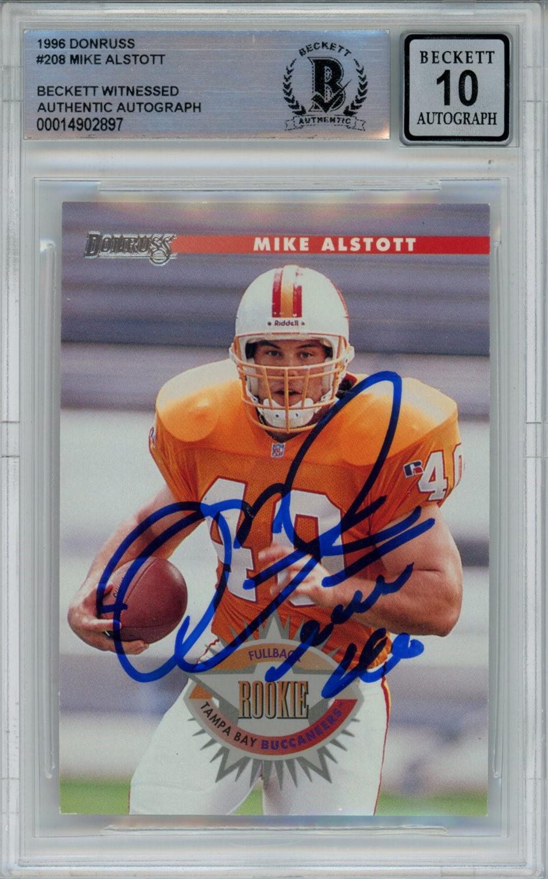 Mike Alstott Signed Tampa Bay Bucs 1996 Donruss 208 Beckett Auto 10 - Etsy