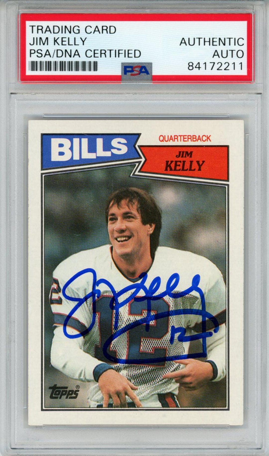 Jim Kelly Autographed/signed 1987 Topps #362 Trading Card PSA Slab - Etsy