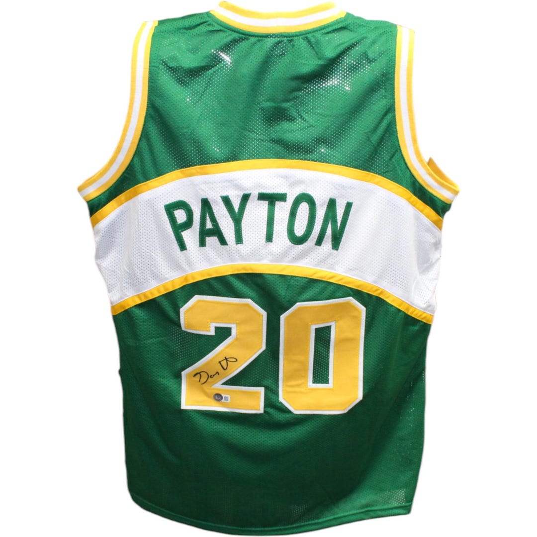Gary Payton Autographed/signed Pro Style Green Jersey Beckett - Etsy