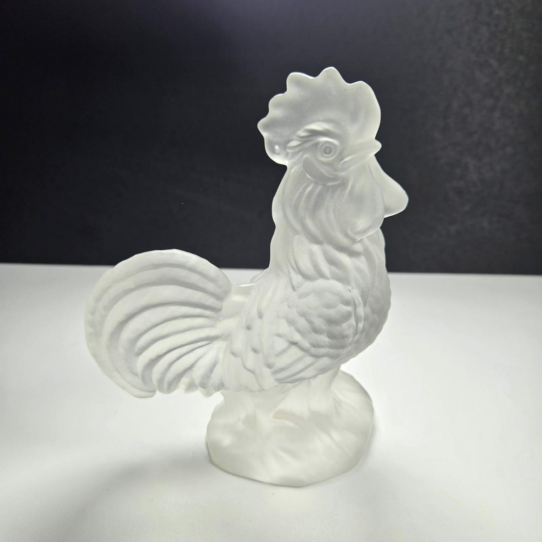 Vintage Goebel Crystal Satin Frosted Art Glass Rooster 6 Inch Figurine ...