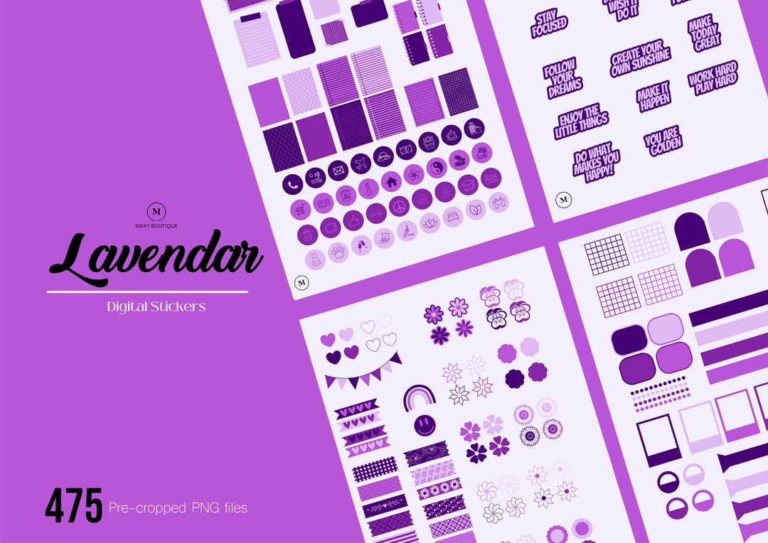 475+ Purple Digital Stickers for Planner | Journal Stickers | Planner ...