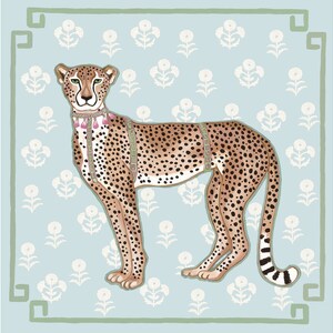 Art Print Chinoiserie Cheetah With Mughal Flowers // Preppy // Nursery ...