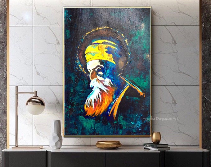 Modern Abstract Sikh Art- Indian Guru Nanak Art on Canvas- Gurudwara ...