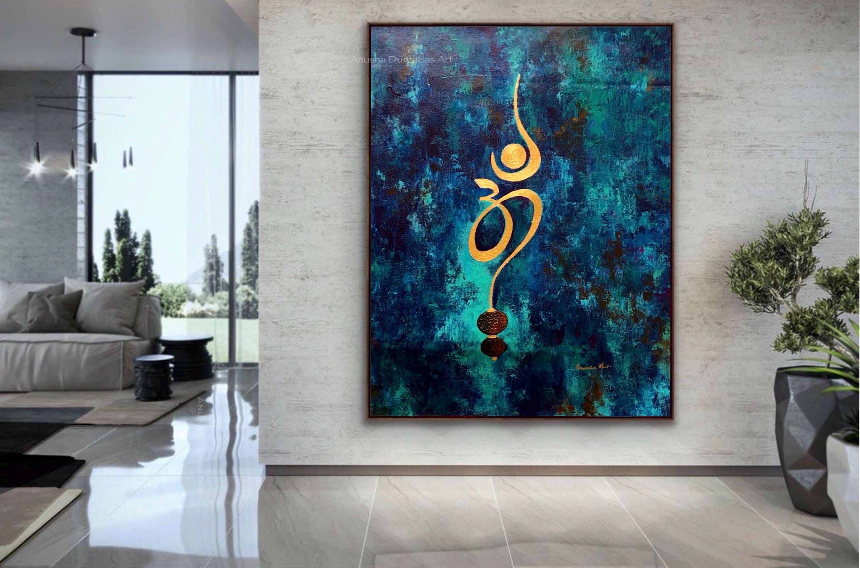 Abstract Indian Om Painting on Canvas | Modern Indian Art | Original ...