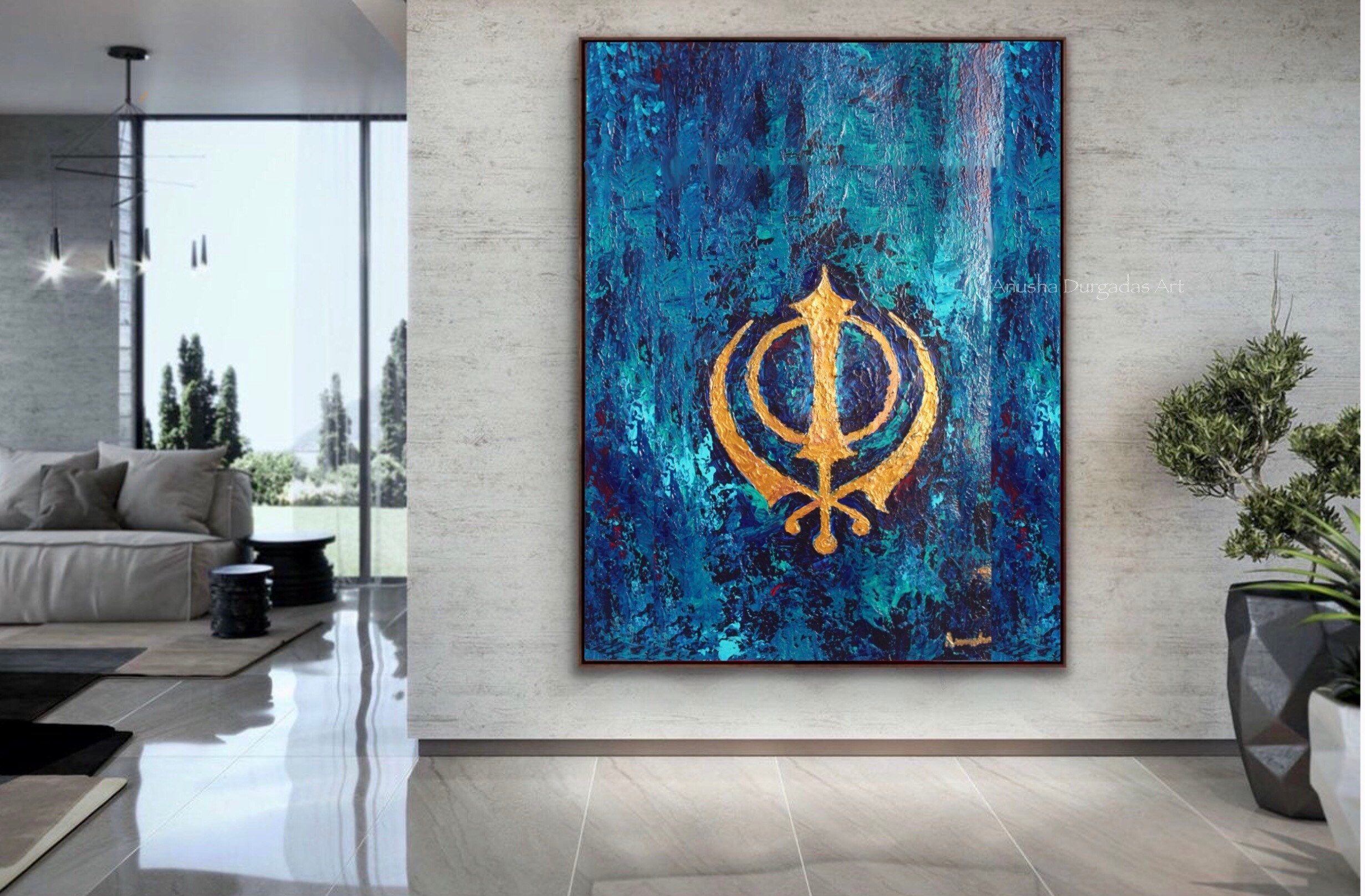 Khanda Original Painting Modern Contemporary Indian Wall Art Sikh Art ...