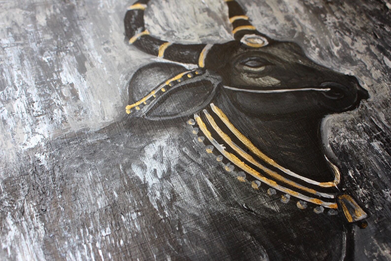 Large Abstract Cow Painting | Nandi | Knife Painting | Large Animal Art ...