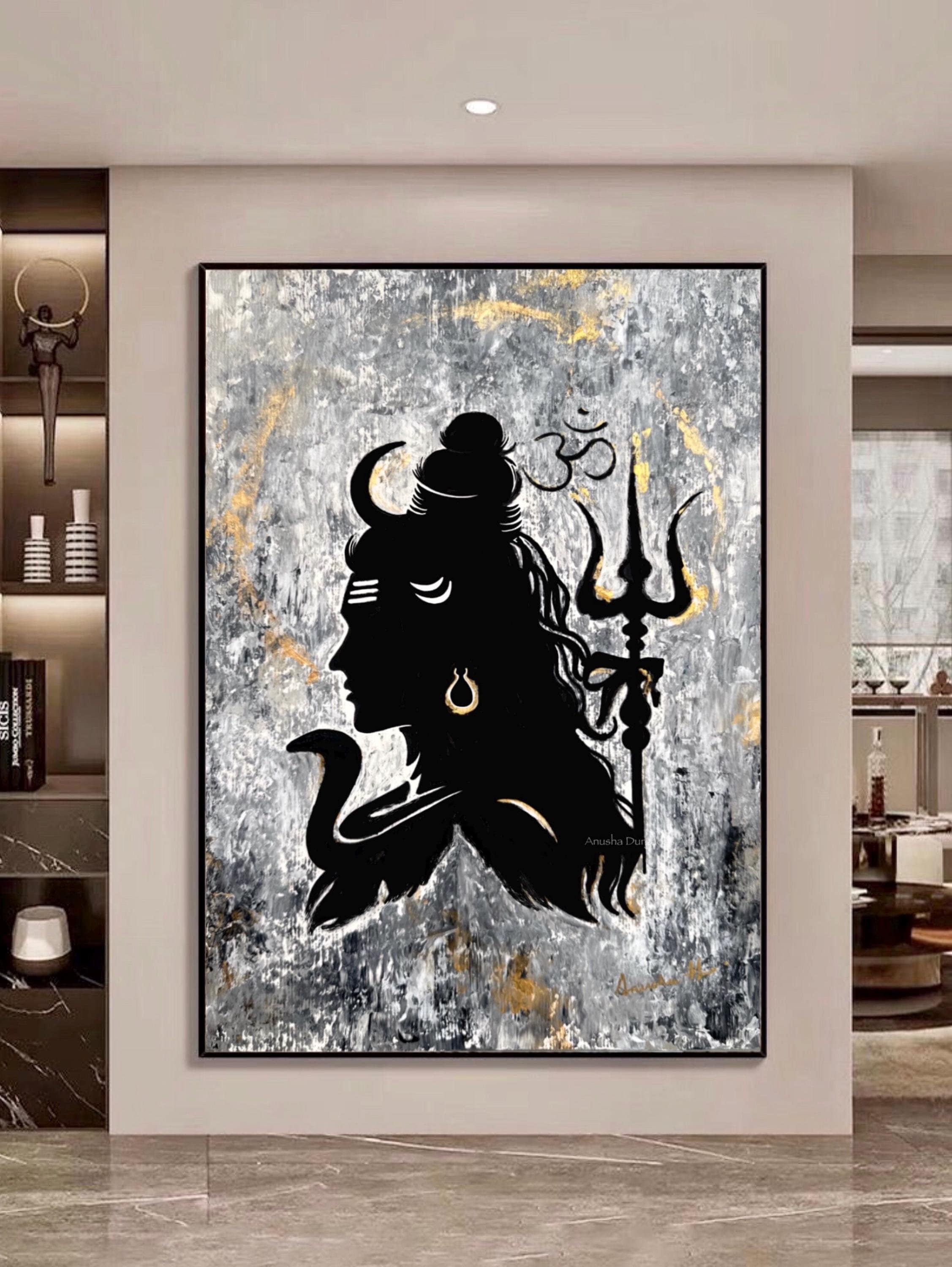 Buy Lord Shiva Wall Art With OM Painting Indian Art Textured Large ...