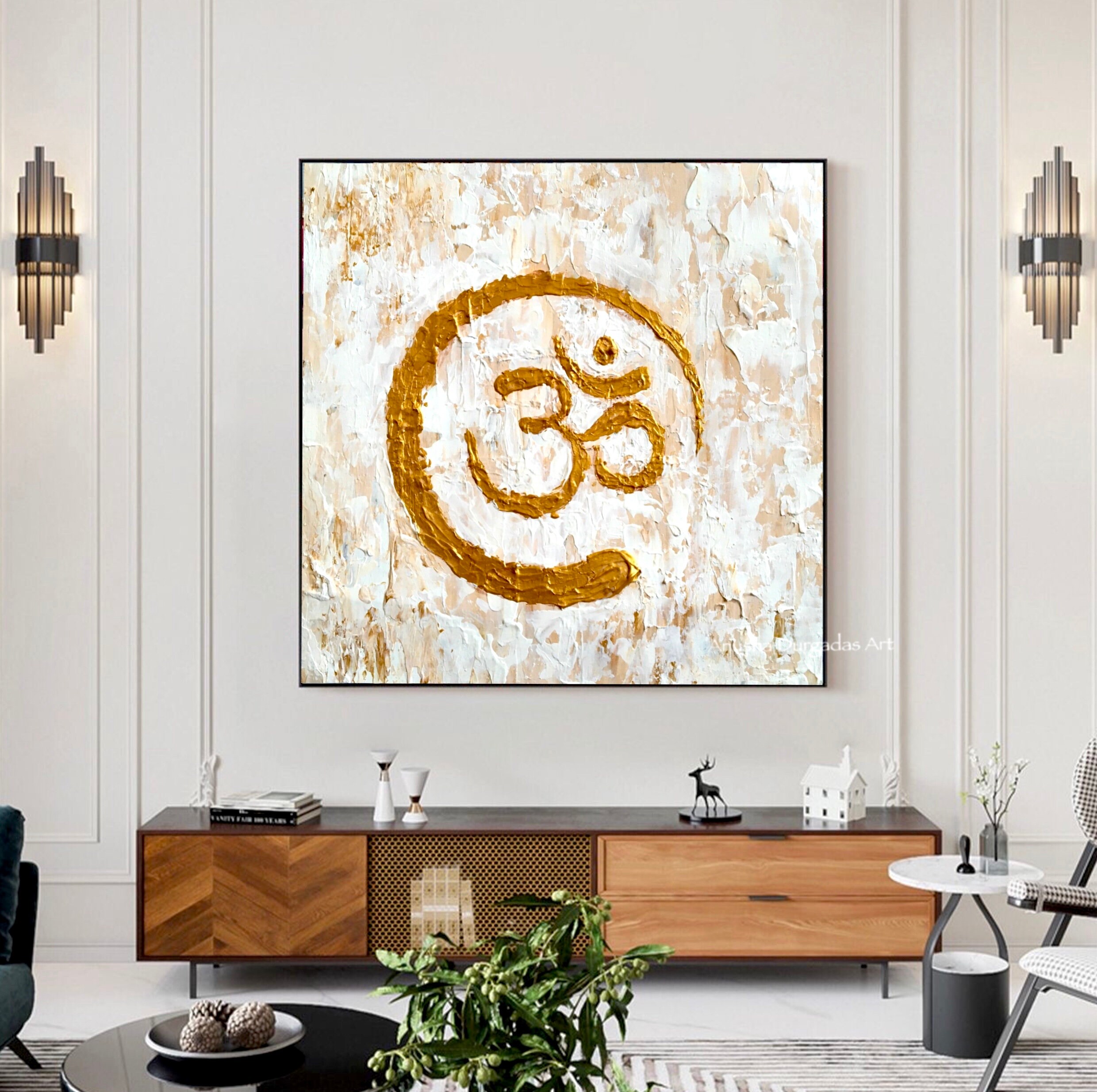 Large Abstract OM Painting | Indian Wall Decor | Modern Abstract Art ...