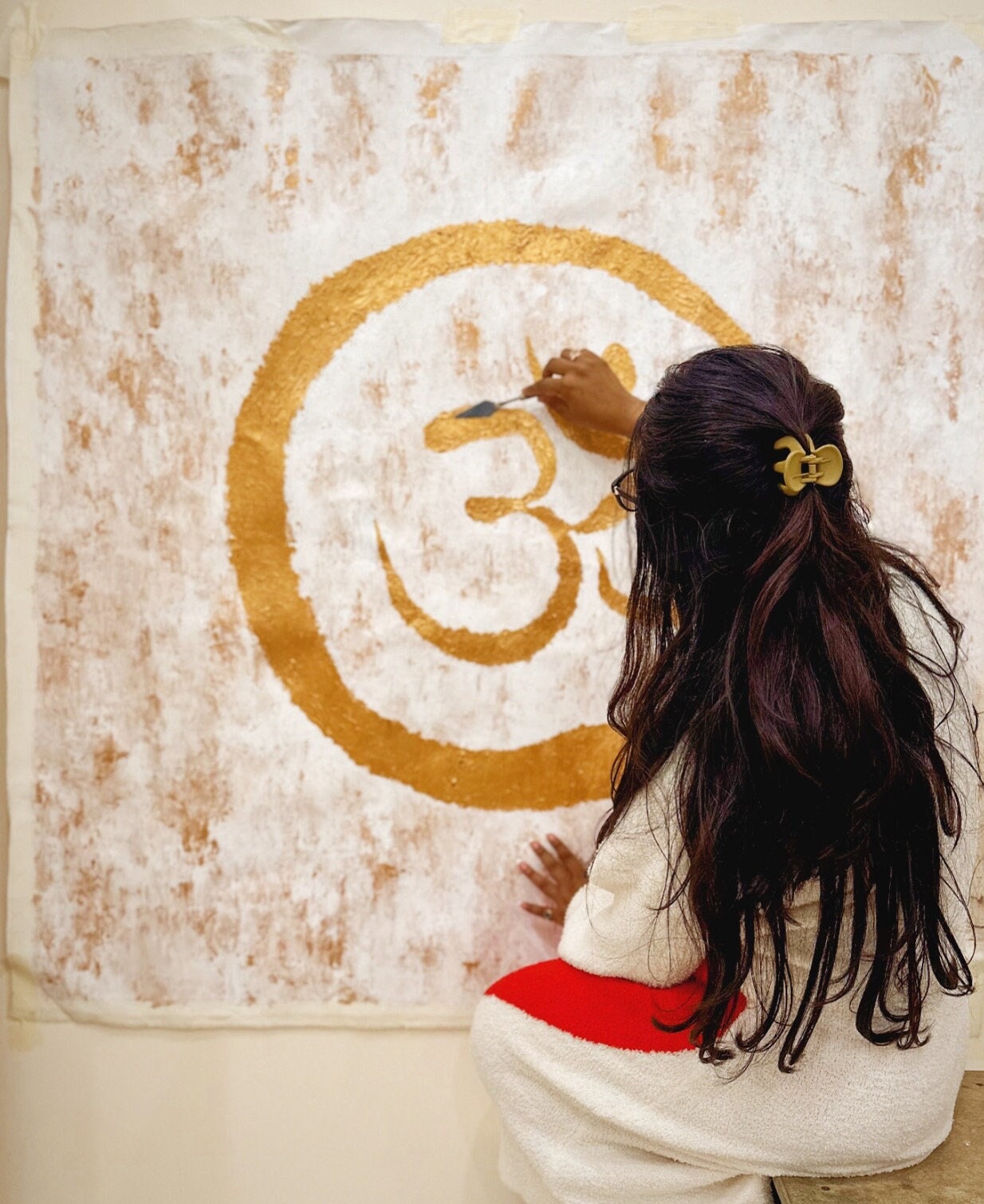 Large Abstract OM Painting Indian Wall Decor Modern Abstract Art Canvas ...