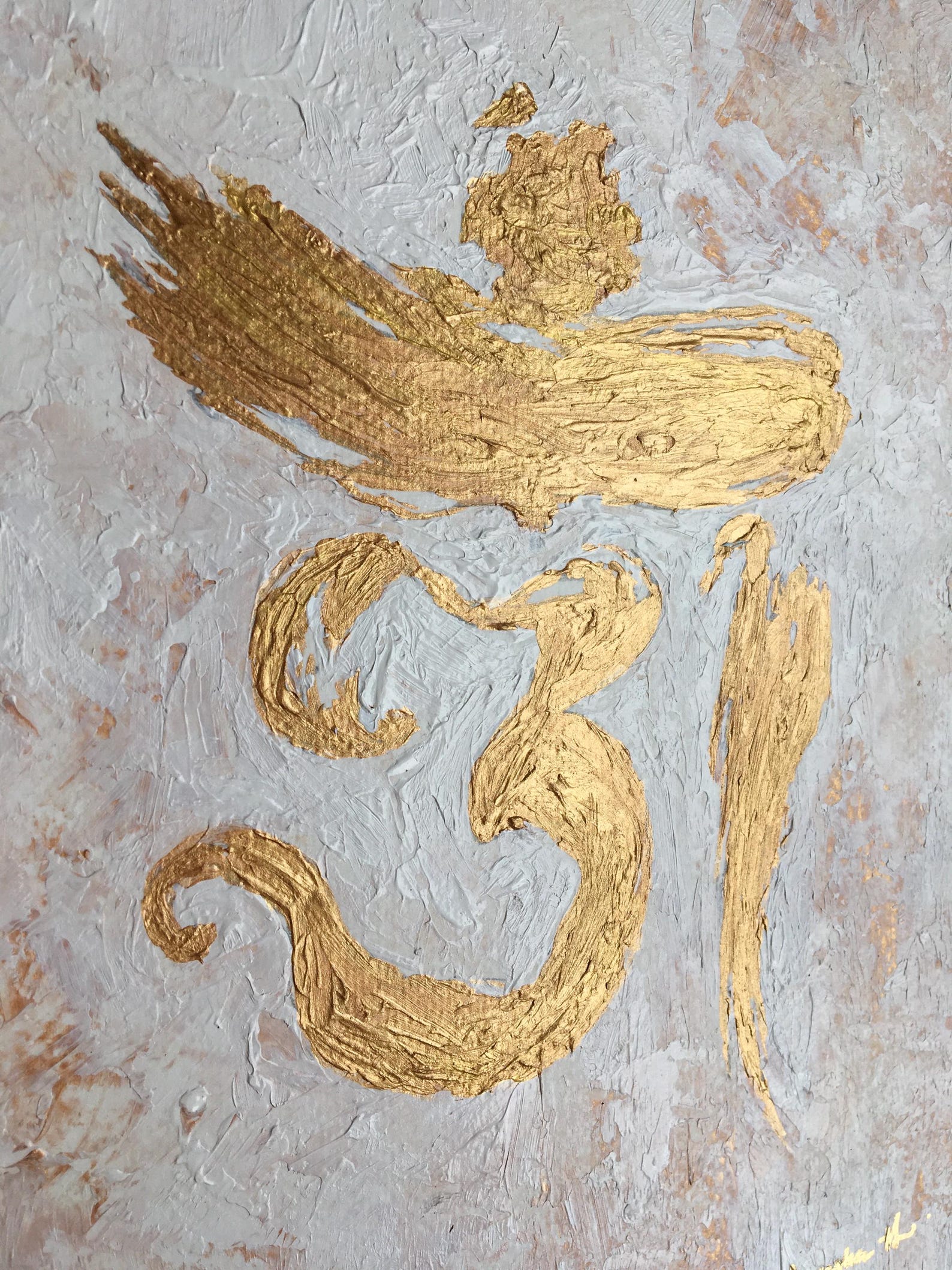 Golden Om Acrylic Art | Abstract Painting | Golden Textured Spiritual ...