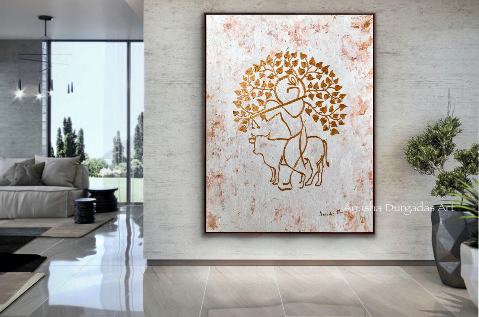 Modern Krishna Abstract Painting Original Indian Art Radha Krishna ...