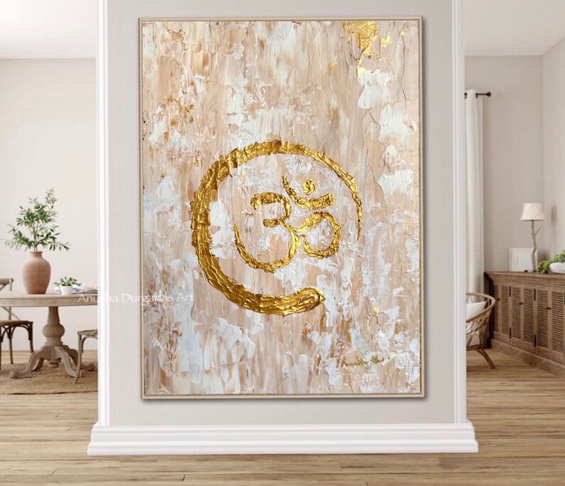 Large Abstract OM Painting Indian Wall Decor Modern - Etsy