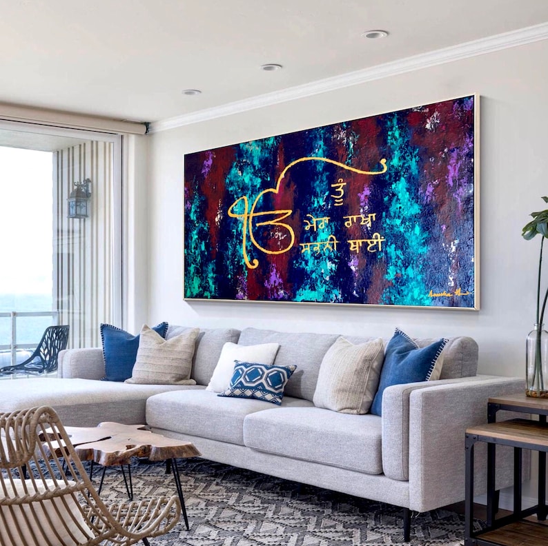 Ek Onkar Art With Gurbani Lines | Modern Sikh Art | Gurudwara Art ...