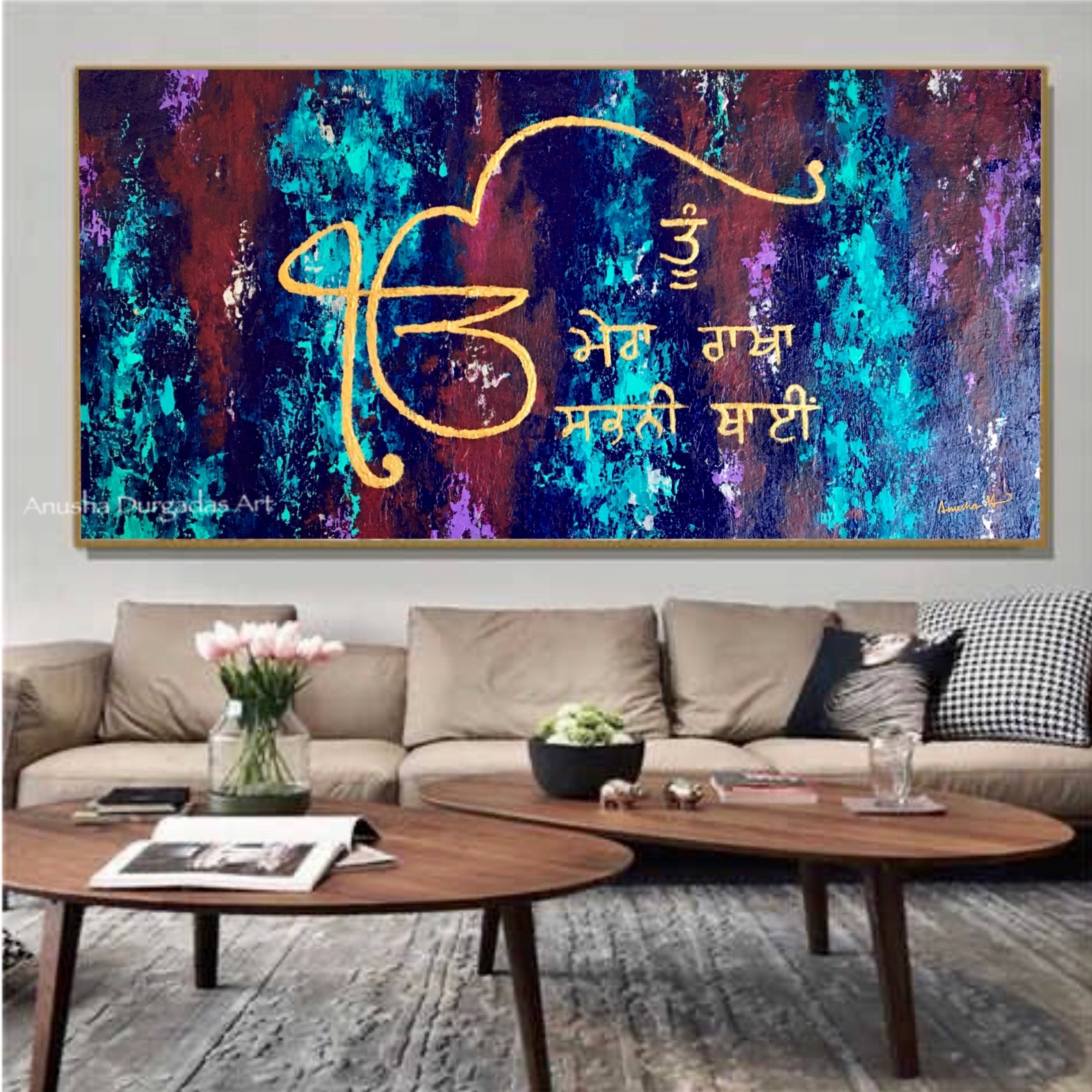 Ek Onkar Art With Gurbani Lines | Modern Sikh Art | Gurudwara Art ...