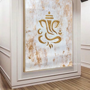 Modern Abstract White and Gold Ganesha Abstract Painting | Textured Art ...
