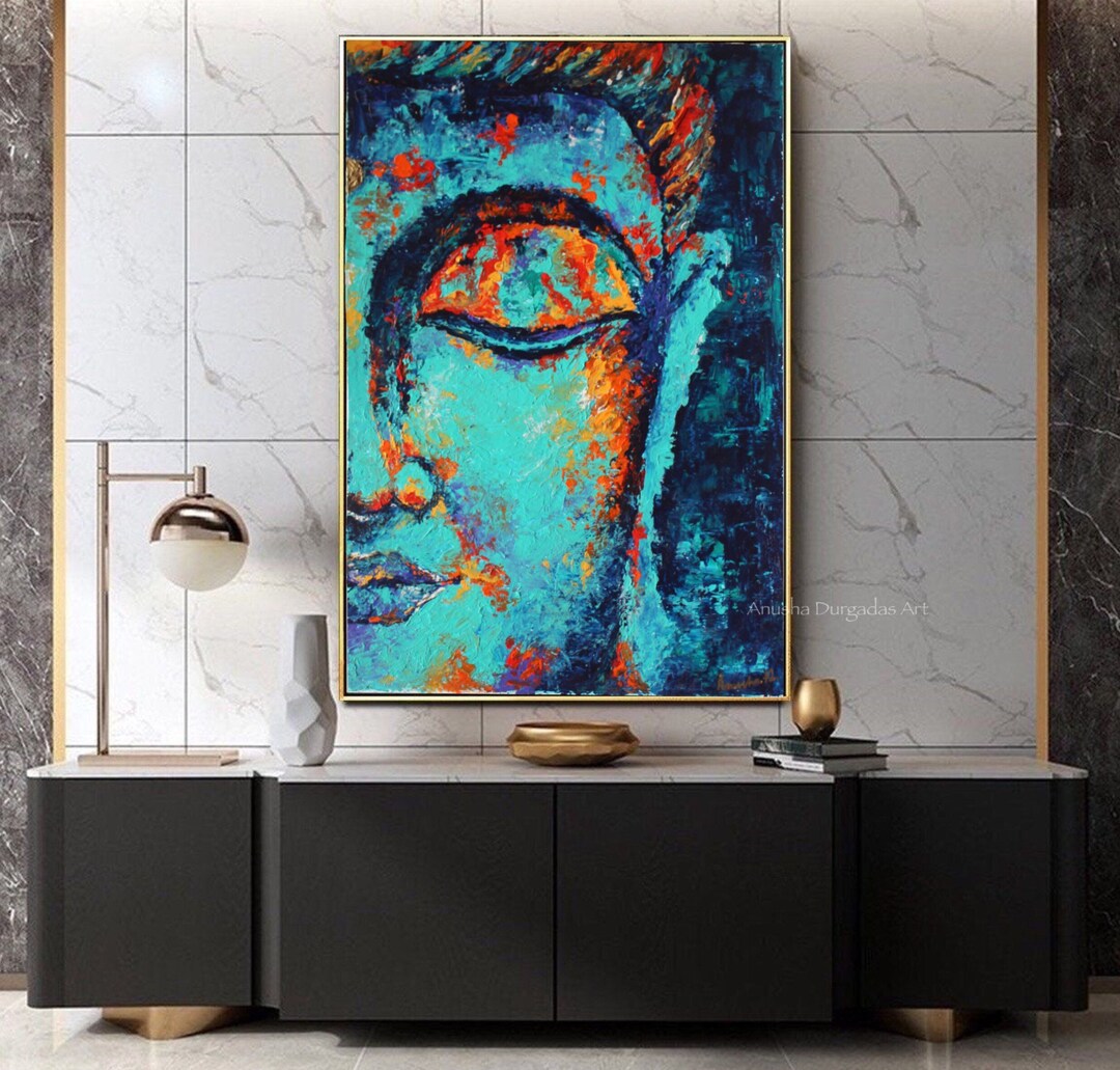 Buddha Painting | Colorful Abstract Buddha | Canvas Wall Art | Textured ...