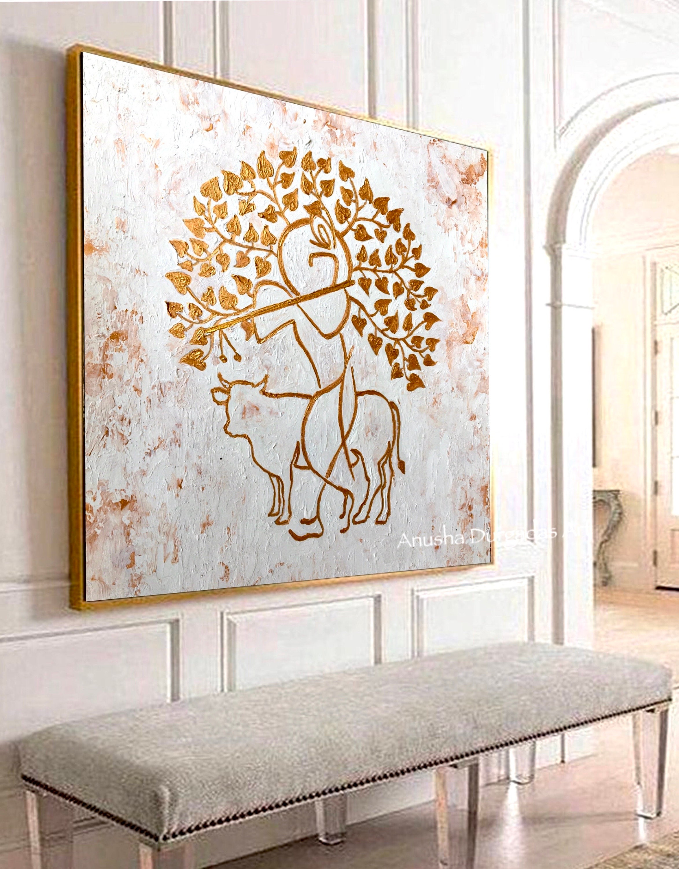 Modern Krishna Abstract Painting Original Indian Art Radha Krishna ...