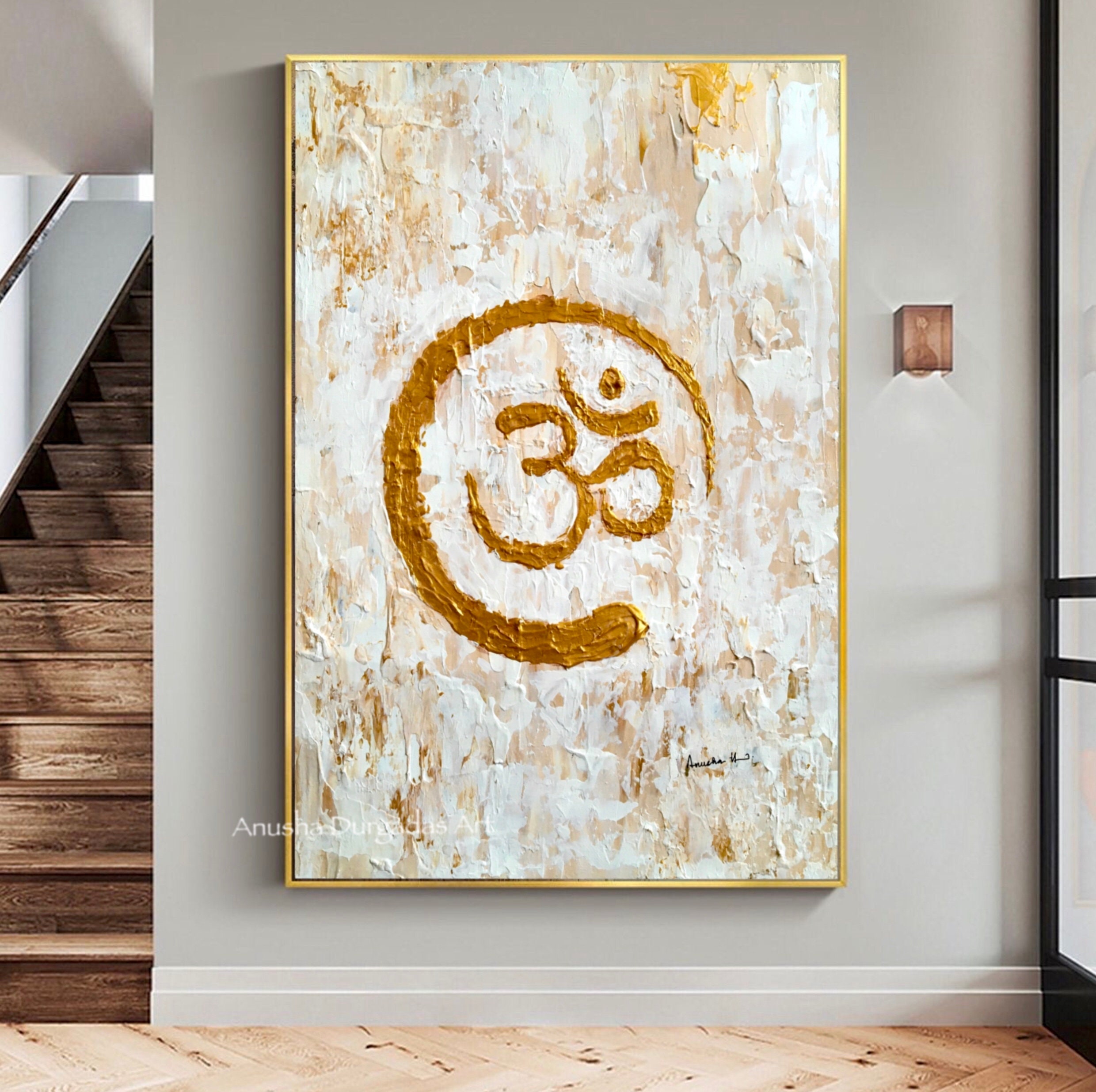 Large Abstract OM Painting | Indian Wall Decor | Modern Abstract Art ...