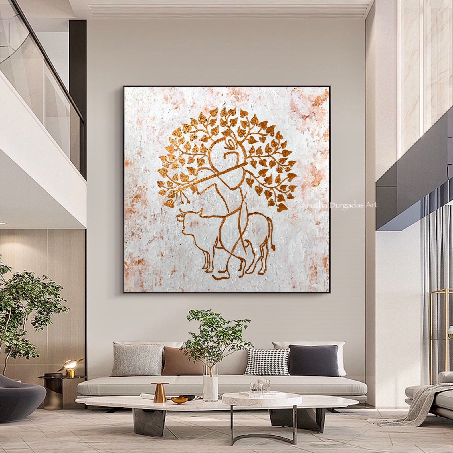 Modern Krishna Abstract Painting Original Indian Art Radha Krishna ...