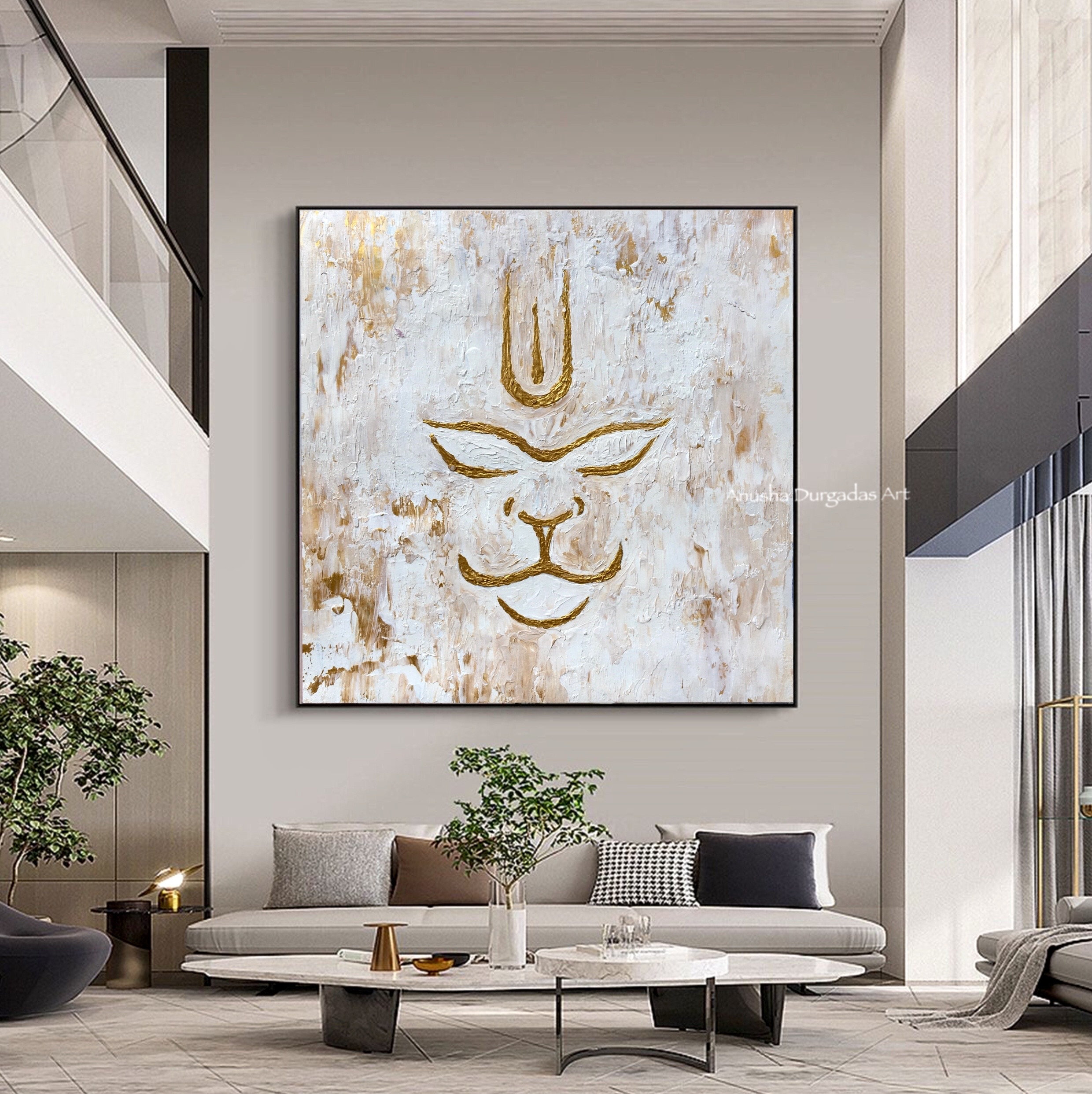 Lord Hanuman Abstract Canvas Painting | Handmade Canvas Painting ...