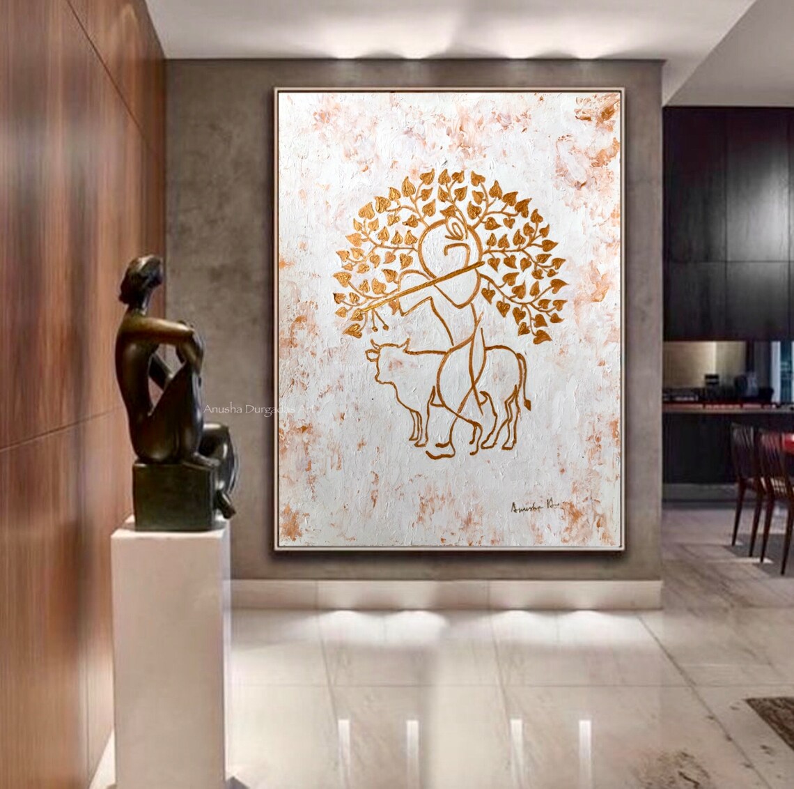 Modern Krishna Abstract Painting Original Indian Art Radha Krishna ...