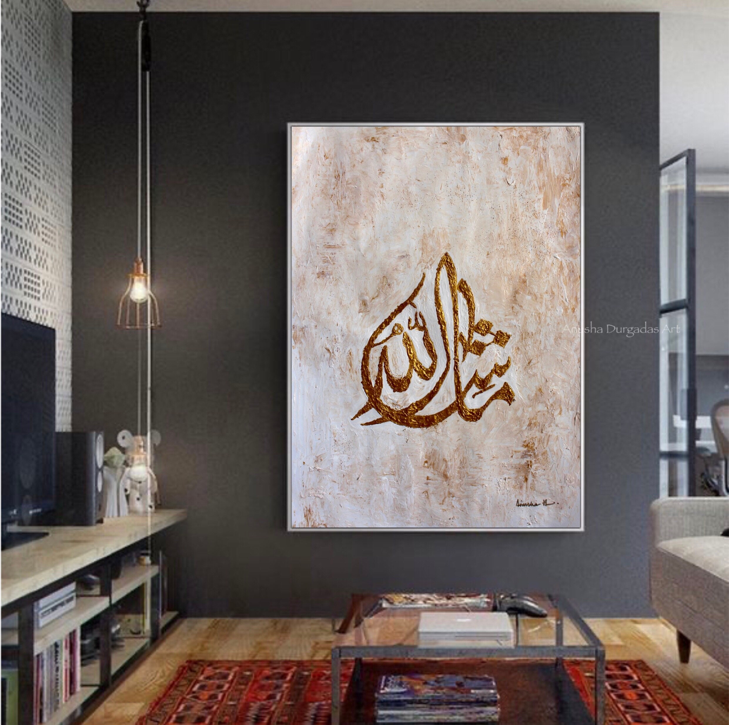 Mashallah Arabic Calligraphy | Original Hand Painted Acrylic Wall Art ...